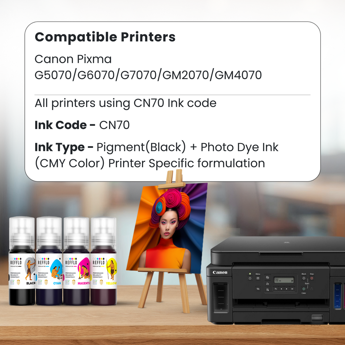REFFLO GI-70 Premium Compatible Inks for Canon Pixma Ink Efficient G50 ...